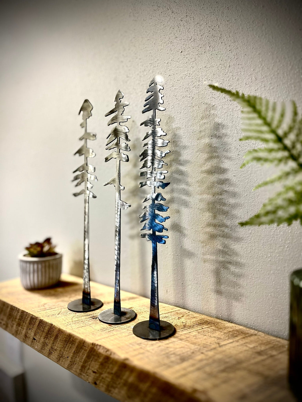 3-Pack Standing Steel Pine Trees – Northern Forge, LLC