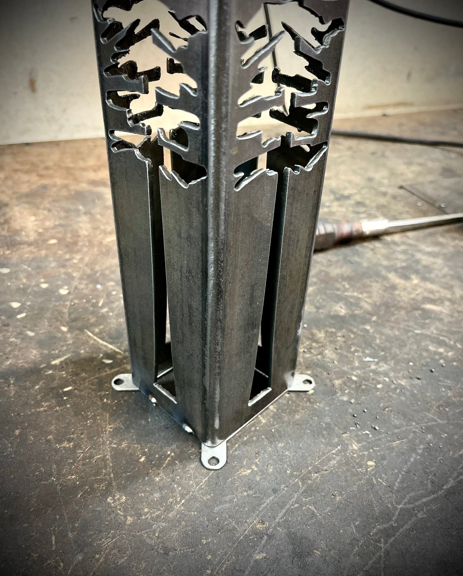 4-Sided Night Sky Pine Tree Solar Pillar - Steel – Northern Forge, LLC