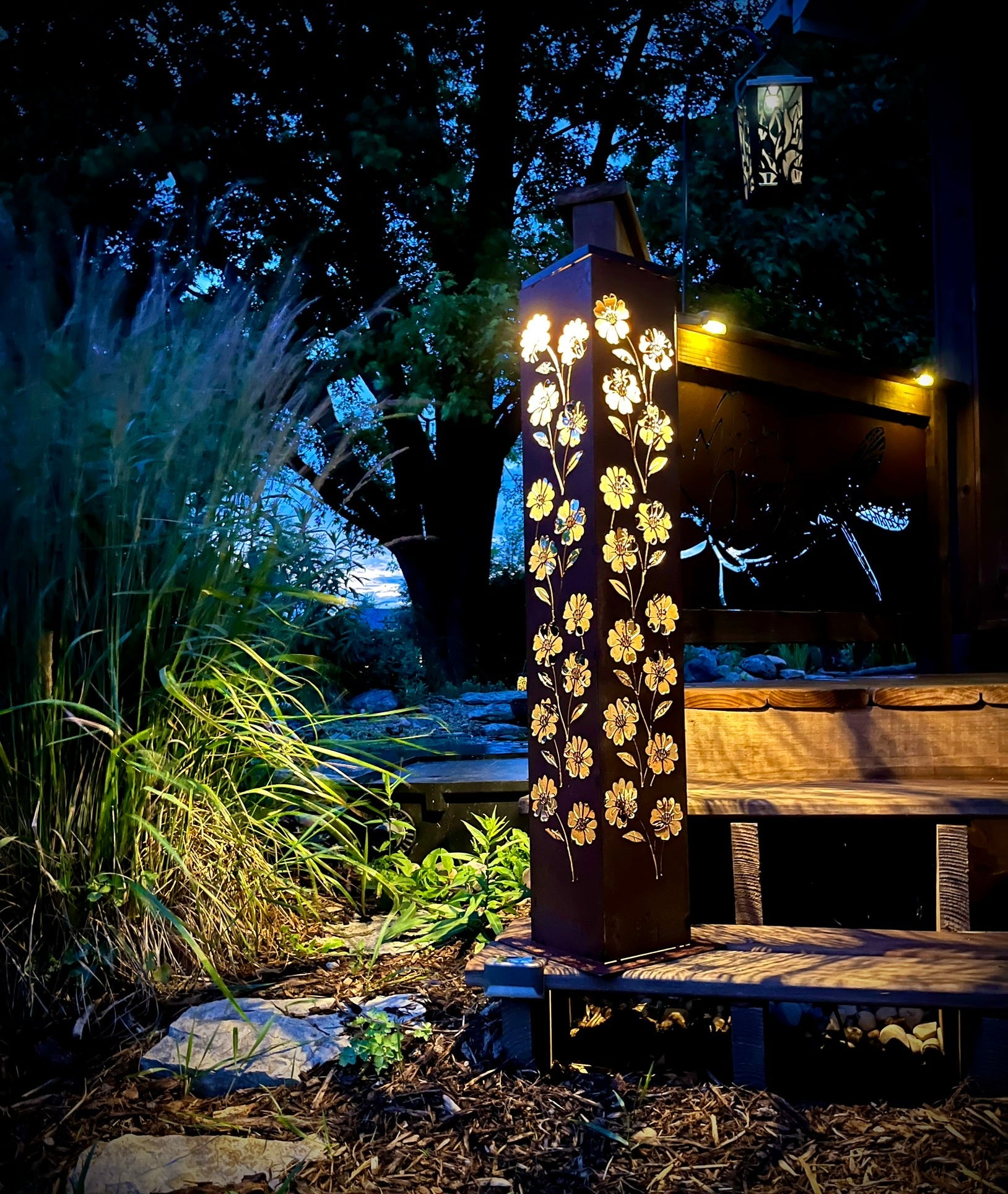 Blooming Magnolias Steel Luminary Pillar | Multiple Sizes – Northern ...