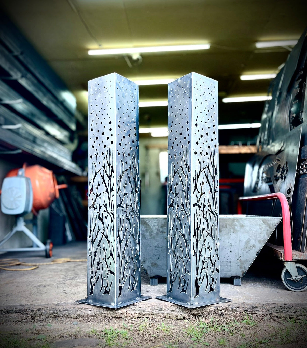 Starry Forest Steel Luminary Pillar | Multiple Sizes | Corten Availabl ...