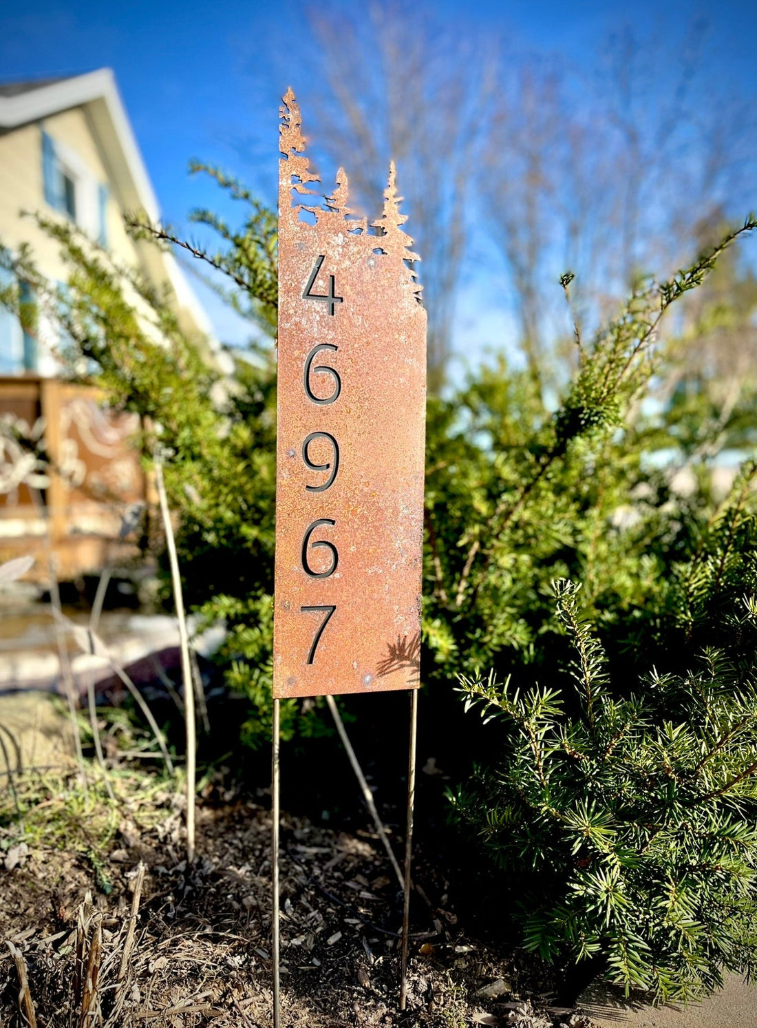 Steel Pine Forest Home Address Yard Sign – Northern Forge, LLC