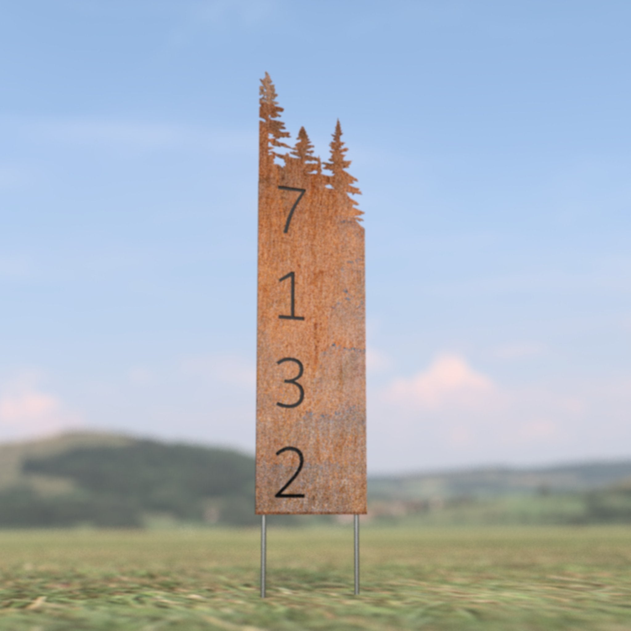 Steel Pine Forest Home Address Yard Sign – Northern Forge, LLC
