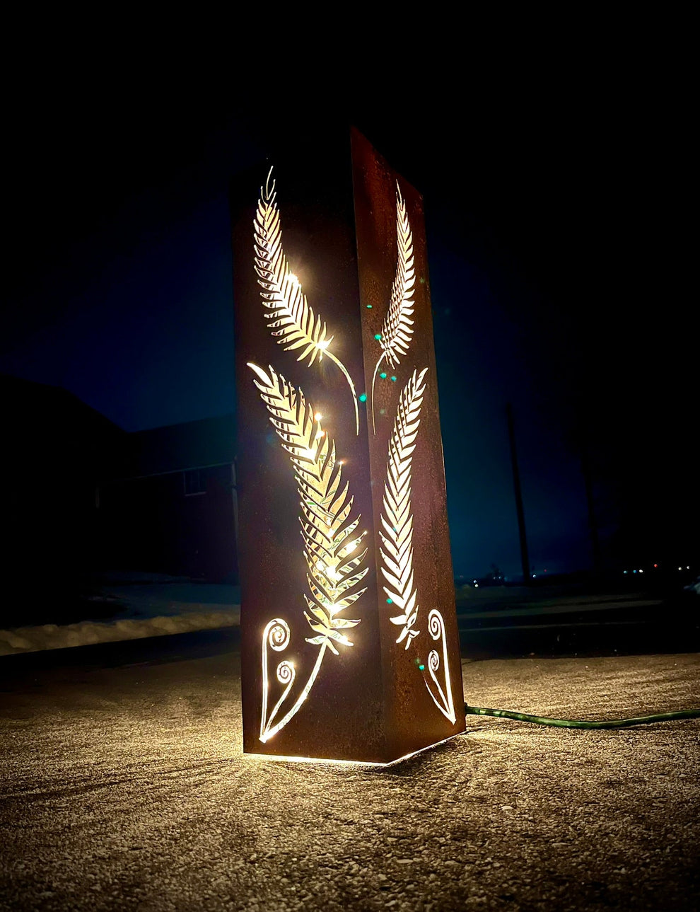 Rustic Metal Fern Luminary | Garden Column – Northern Forge, LLC