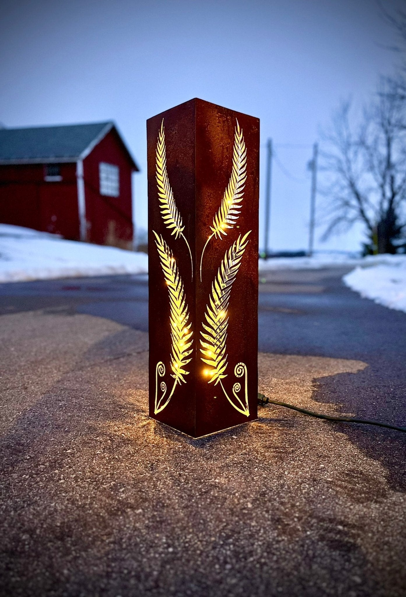 Rustic Metal Fern Luminary | Garden Column – Northern Forge, LLC