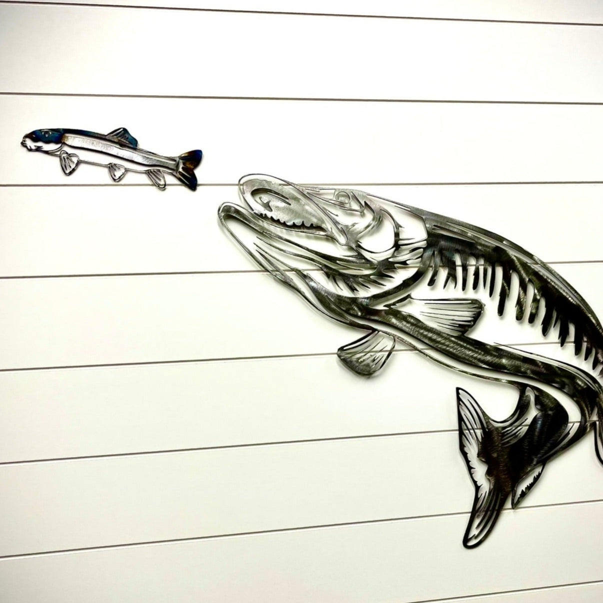 Steel Musky Chasing Sucker Wall Art – Northern Forge, LLC
